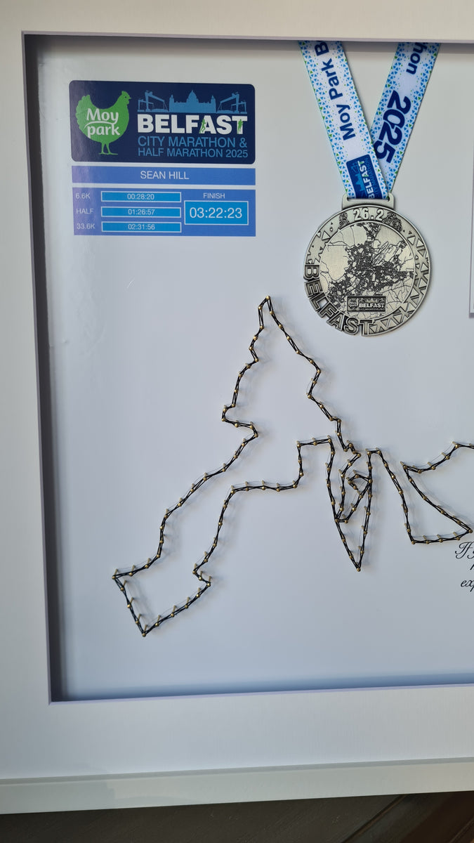 Framed Marathon Medal with String Route – All Strings Attached