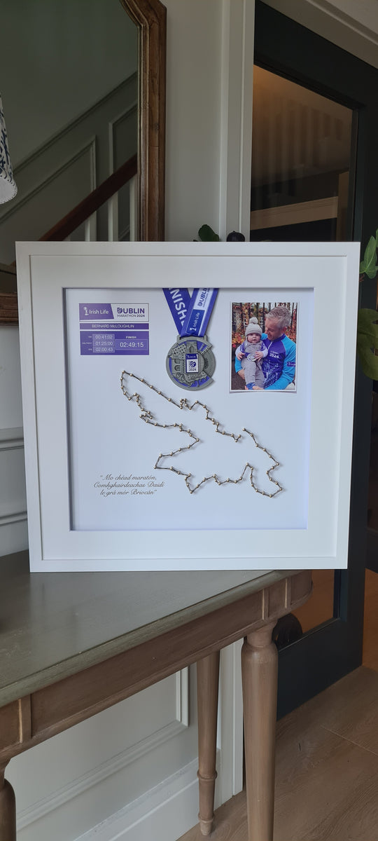 Framed Marathon Medal with String Route – All Strings Attached