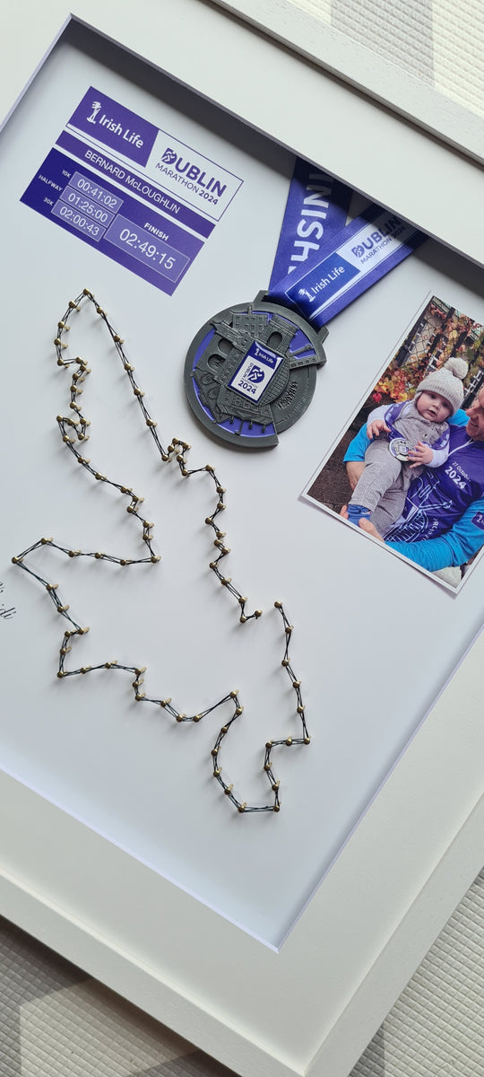 Framed Marathon Medal with String Route – All Strings Attached